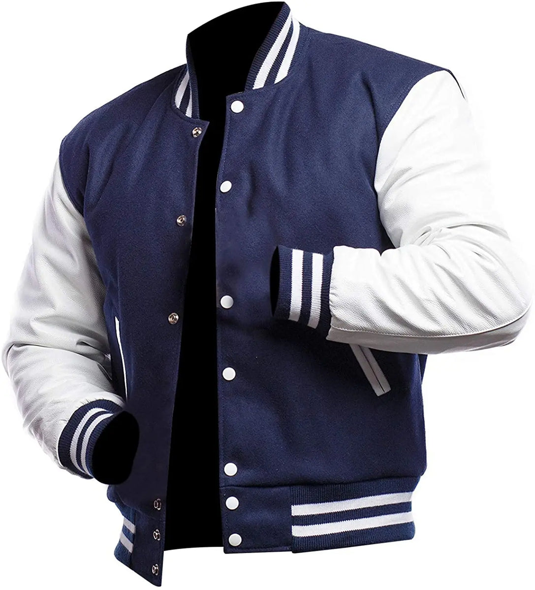 Mens Royal Blue And White Varsity Jacket – The Famous Jackets